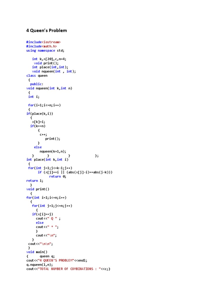 4 Queen Problem | PDF