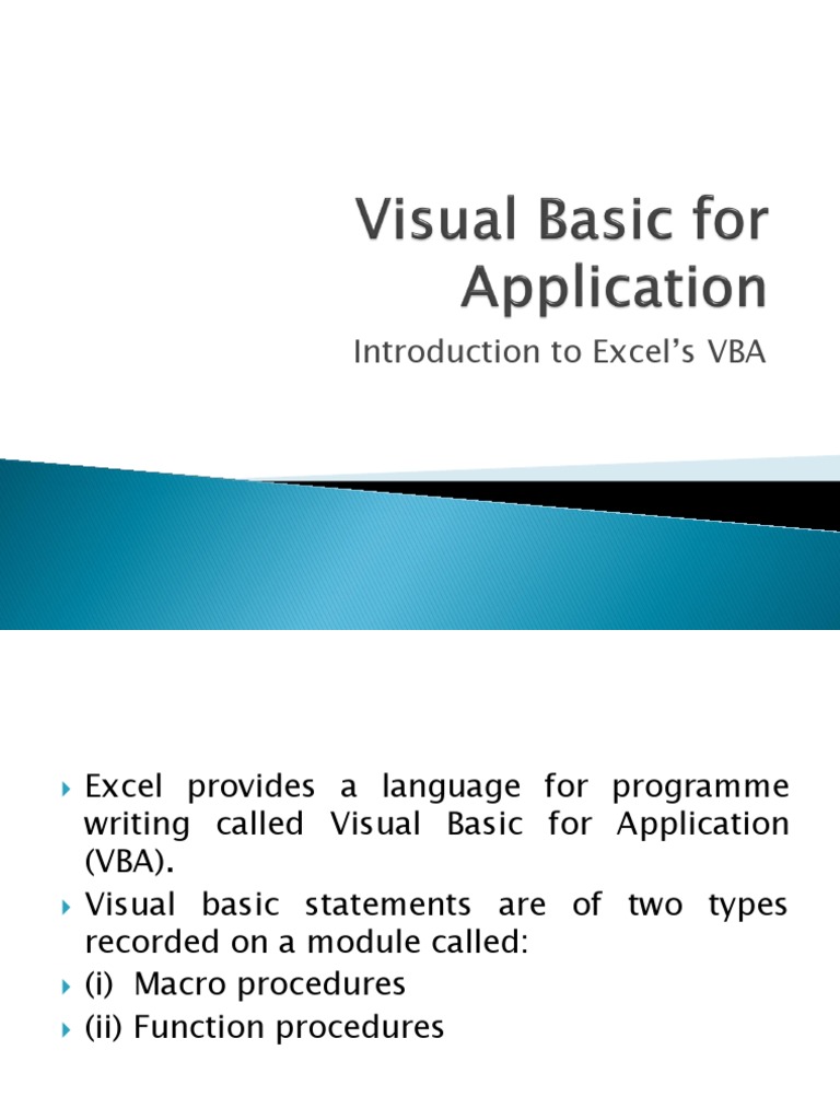 Visual Basic For Application | Download Free PDF | Visual Basic For Applications | Control Flow