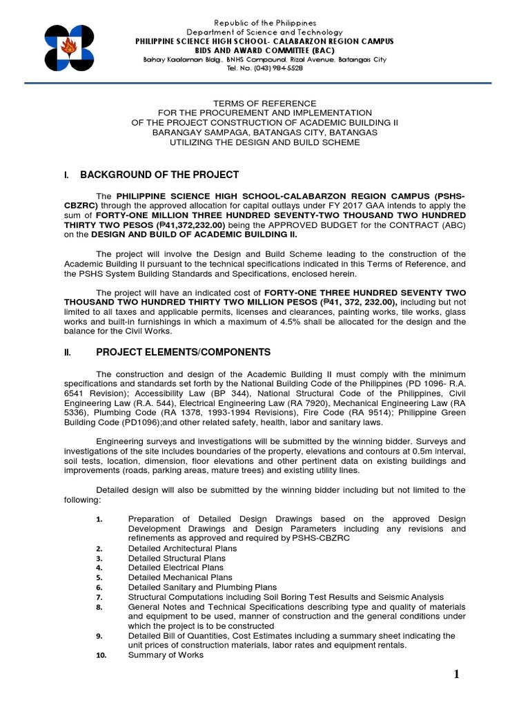 Tor For Academic Building II | PDF | Specification (Technical Standard ...