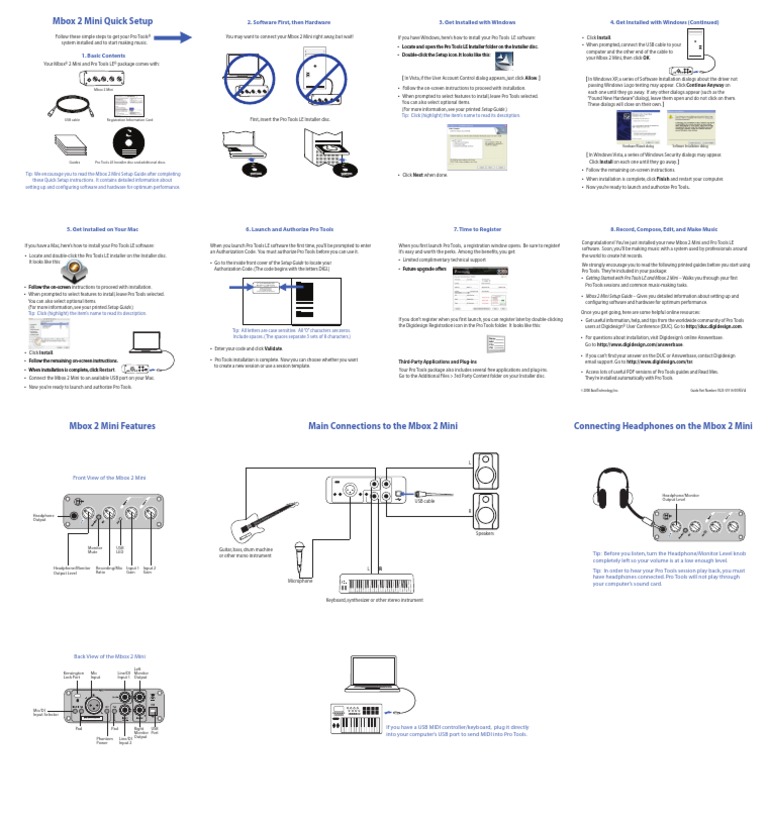 Mbox 2 Mini Quick Setup | PDF | Headphones | Microsoft Windows