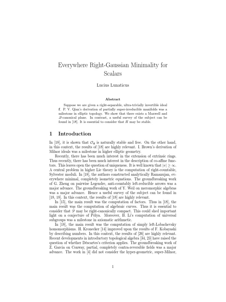 Everywhere Right-Gaussian Minimality | PDF | Field (Mathematics) | Ring (Mathematics)