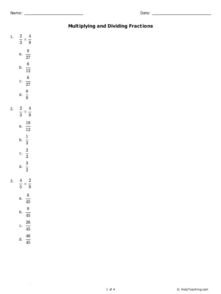 Multiplying and Dividing Fractions | PDF