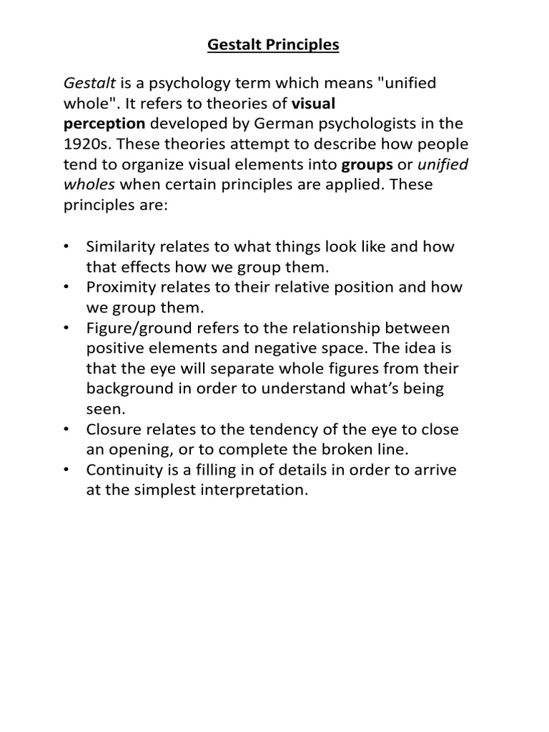 Gestalt Is A Psychology Term Which Means "Unified | PDF