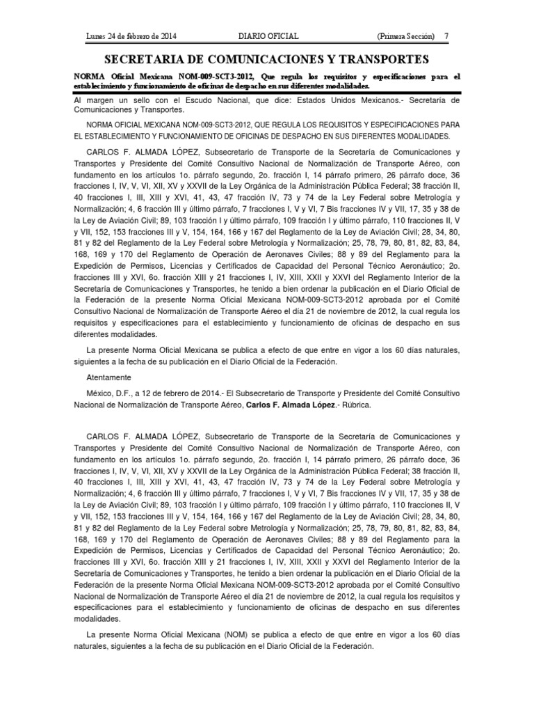 Nom 009 sct3 2012 | PDF | Aeropuerto | Aviación