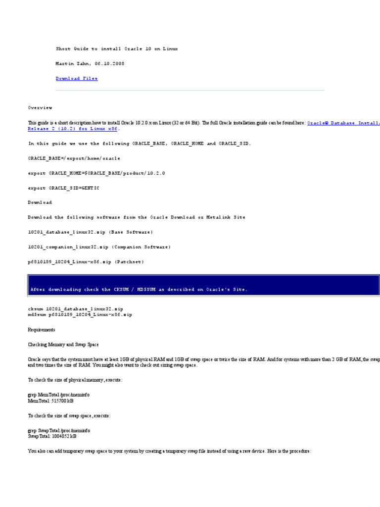 Files: After Downloading Check The CKSUM / MD5SUM As Described On ...