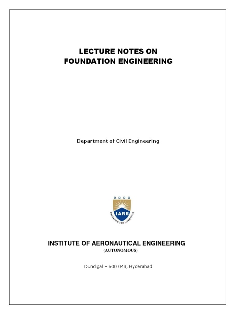 Foundation Engineering Lecture Notes | PDF | Deep Foundation | Waves