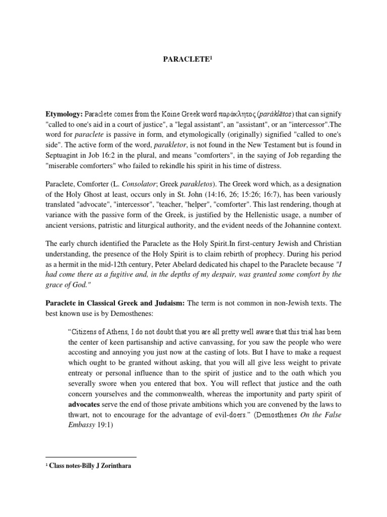 Paraclete | PDF | Theology | Bible