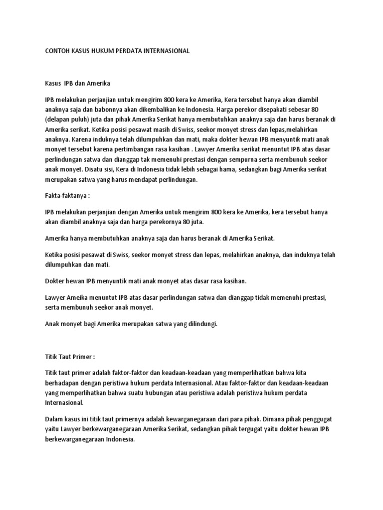 Contoh Kasus Hukum Perdata Internasional | PDF