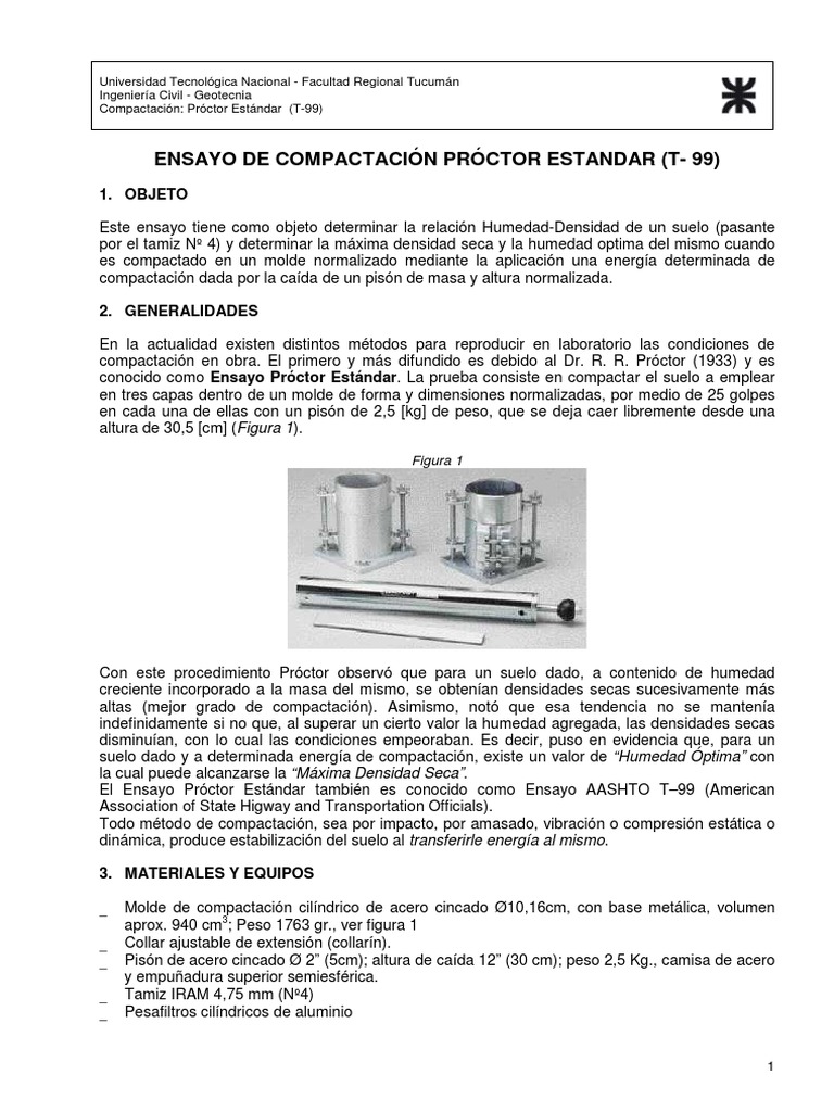 Próctor Estandar T-99 | PDF | Densidad | Aluminio
