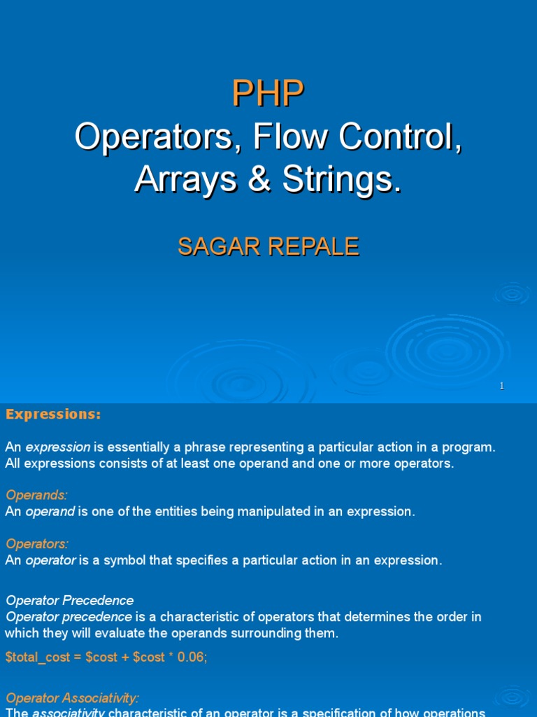 Operators, Flow Control, Arrays & Strings | Download Free PDF ...