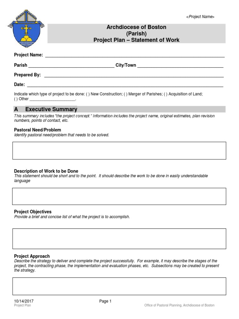 Archdiocese of Boston (Parish) Project Plan - Statement of Work | PDF ...