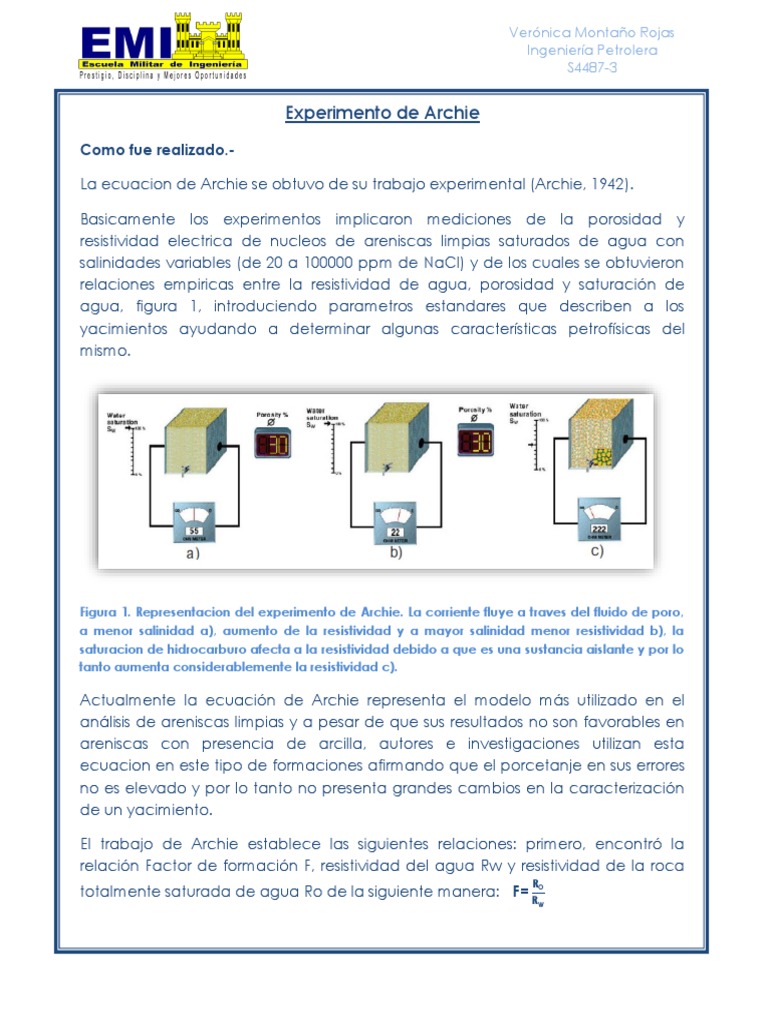 Experimento de Archie | PDF | Resistividad Eléctrica y Conductividad ...