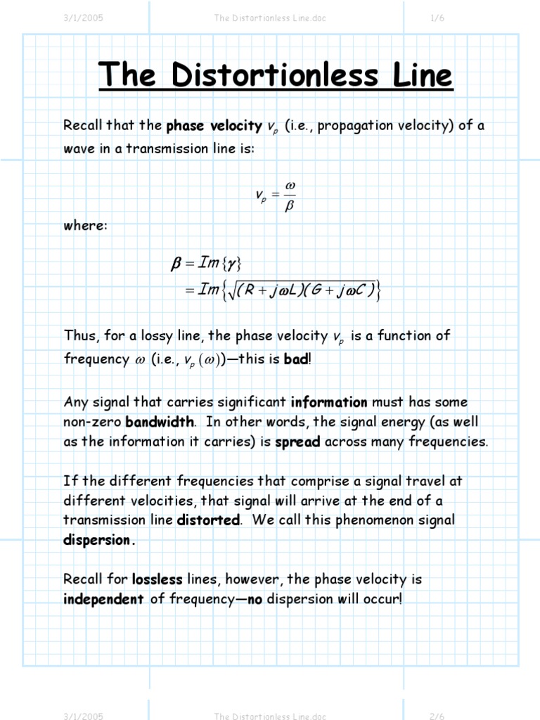 Distortion Less Line | PDF | Transmission Line | Dispersion (Optics)