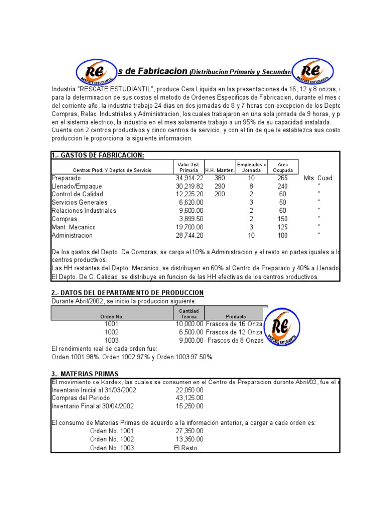 Ejercicio de Distribución Primaria | PDF | Microsoft Excel | Negocios ...