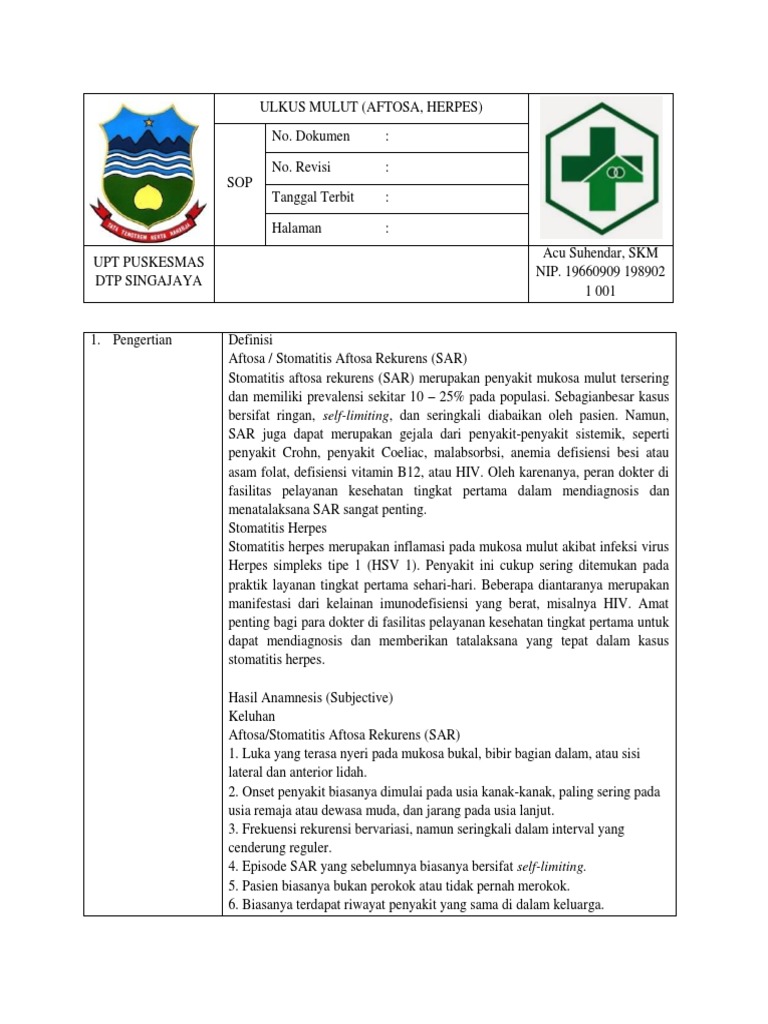 Sop Ulkus Mulut | PDF
