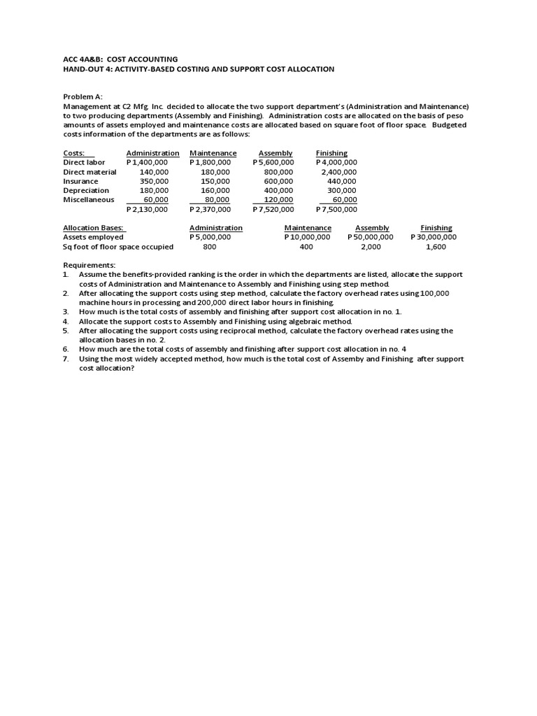 Cost Allocation in Activity-Based Costing | PDF | Accounting | Industries