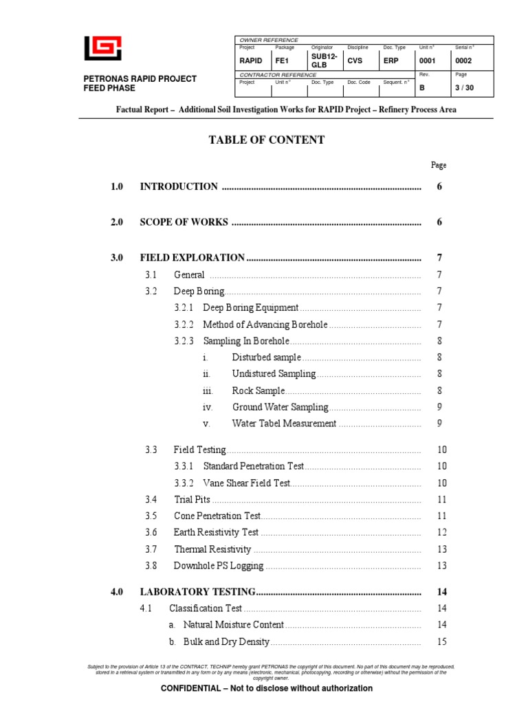 Example-Site Investigation Factual Report | PDF | Drilling Rig | Casing ...
