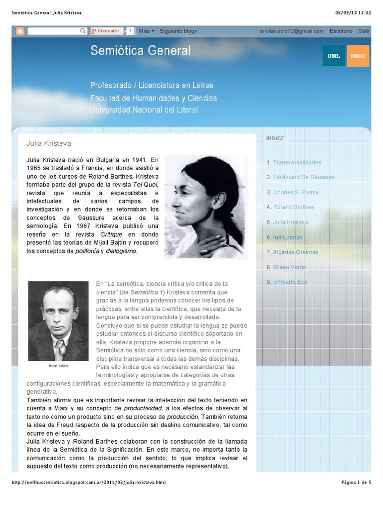 Semiótica General Julia Kristeva PDF | PDF | Intertextualidad | Semiótica