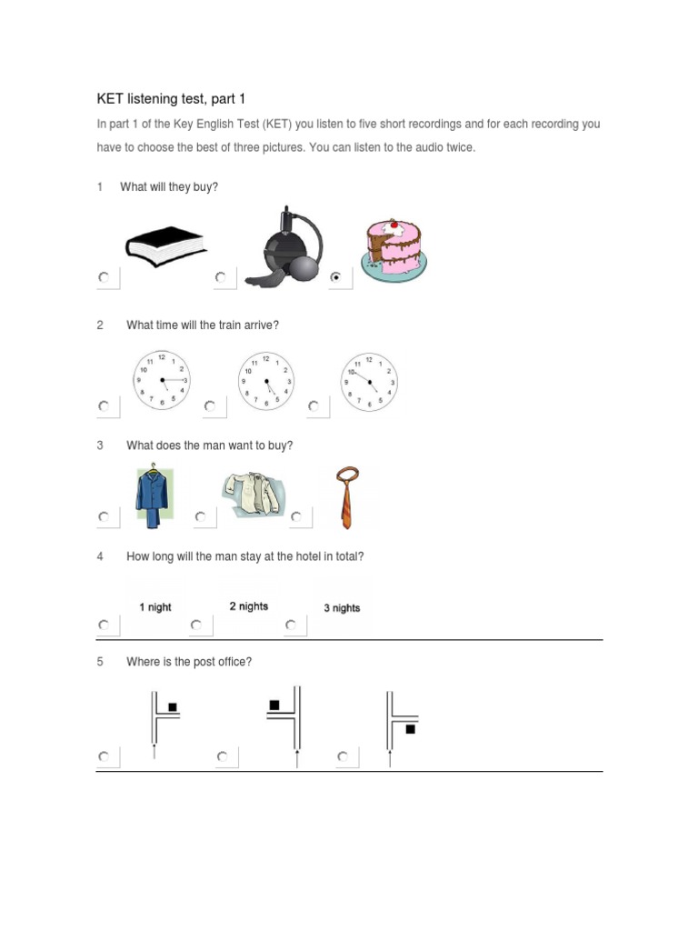 KET Listening Test Overview and Practice | PDF | Bus | Transport