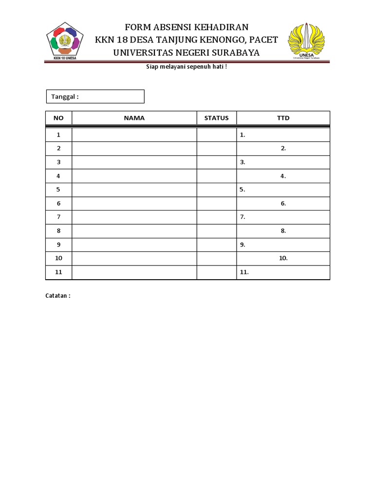 Absensi KKN Unesa | PDF