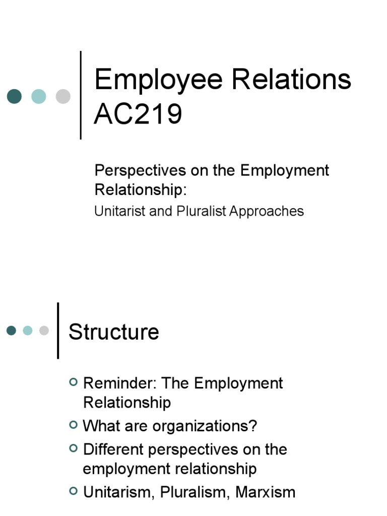 Unitarism vs Pluralism in Employee Relations | PDF | Employment | Power ...