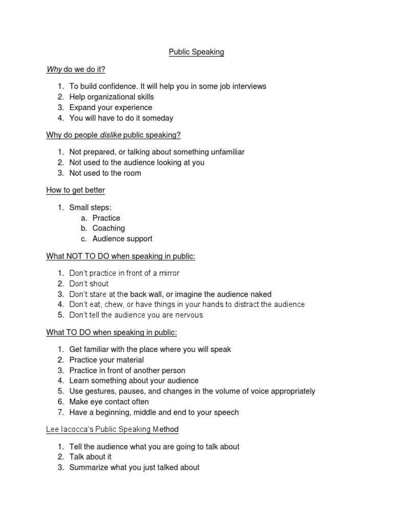 Public Speaking Dos And Donts Pdf