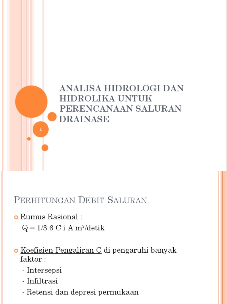 Analisa Hidrologi Dan Hidrolika Untuk Perencanaan Saluran Drainase | PDF