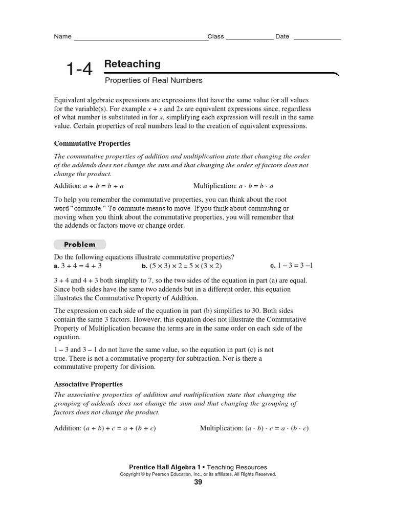 Reteaching 2-4 | PDF | Multiplication | Equations