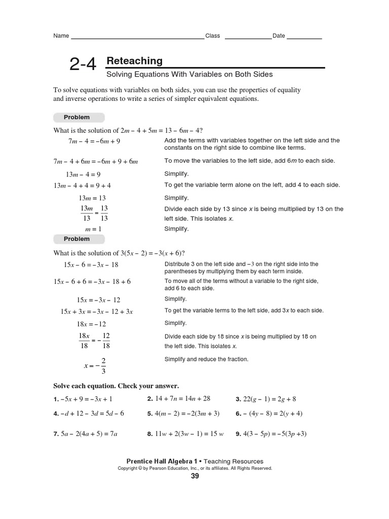 Reteaching 3-6 | PDF | Equations | Elementary Mathematics