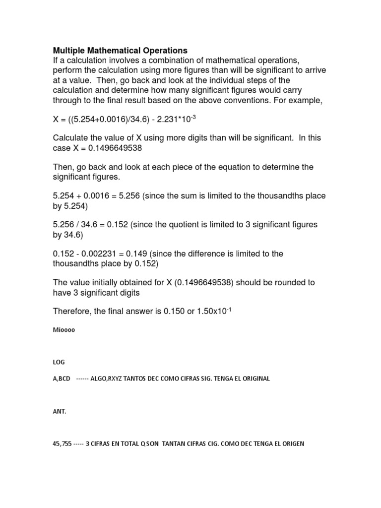 Determining Significant Figures in Calculations Involving Multiple ...