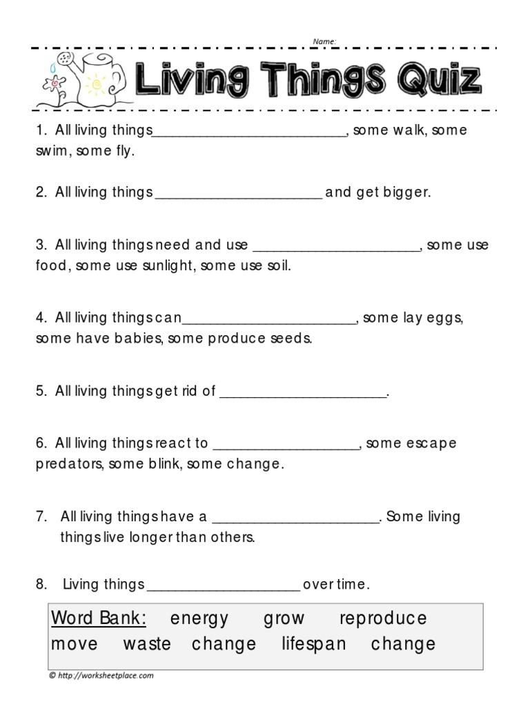 Living Things Quiz | PDF