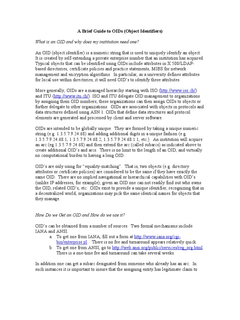 A Brief Guide To OIDs | PDF | Network Architecture | Information Technology