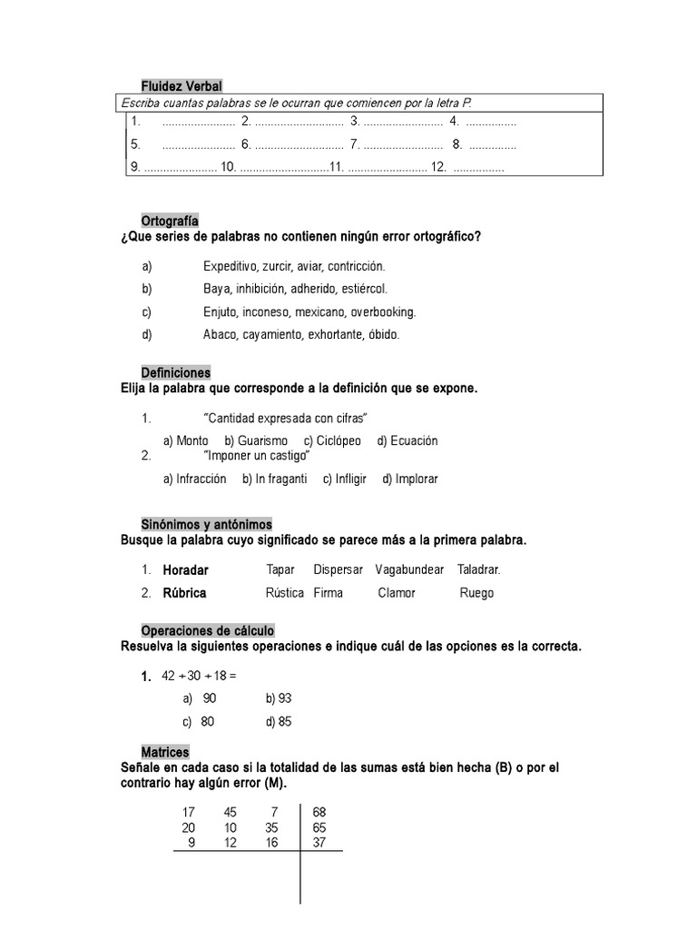 Ejercicio Psicometrico | PDF