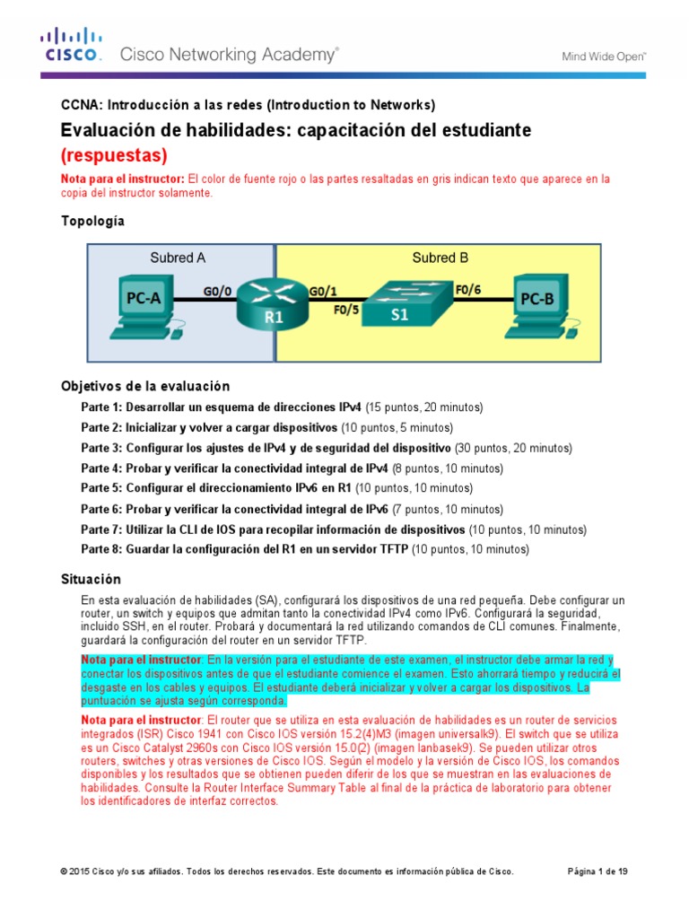 ITN Skills Assess - Student TRNG - Ans Key | PDF | Dirección IP | Yo Pv6