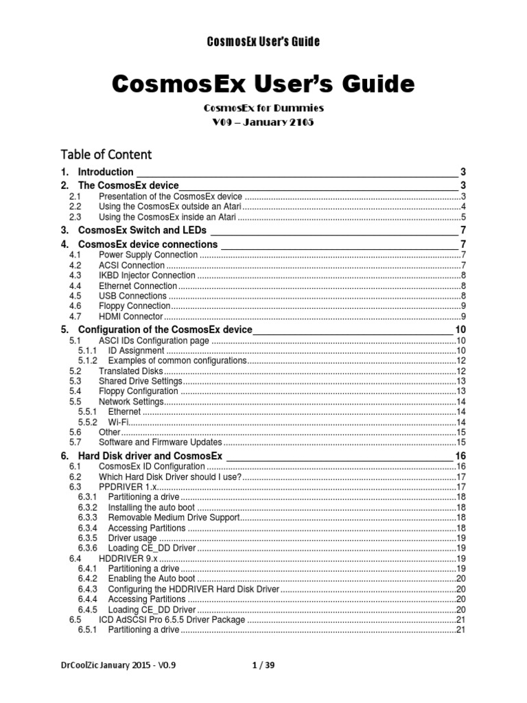 CosmosEx Users Guide | PDF | Usb | Booting