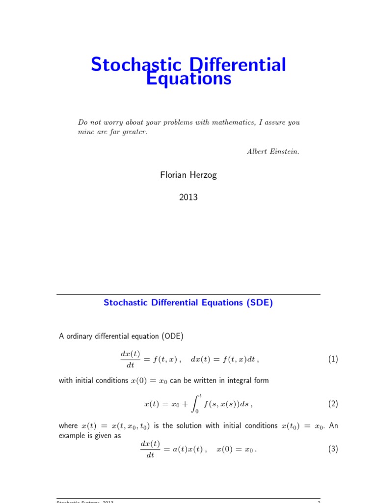 Sde | PDF | Stochastic Differential Equation | Measure Theory