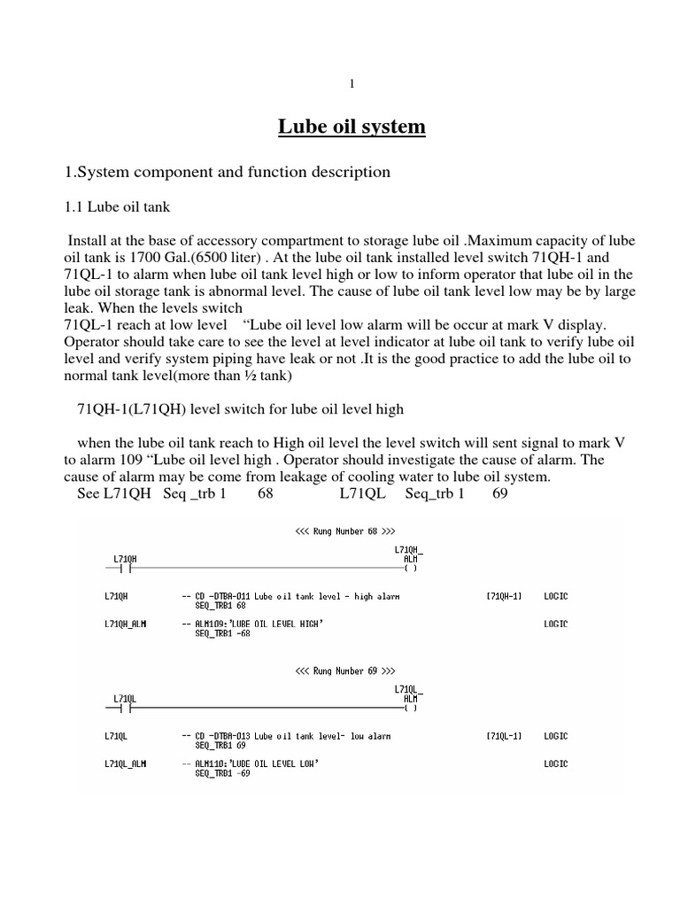 Lube Oil System Overview and Functions | PDF | Lubricant | Pump