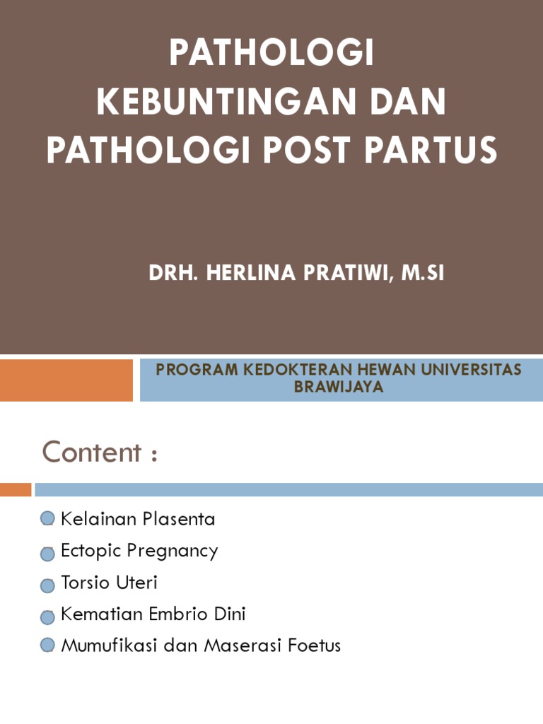 Kuliah Kemajiran Palotogi Kebuntingan Dan Patologi Post Partus | PDF
