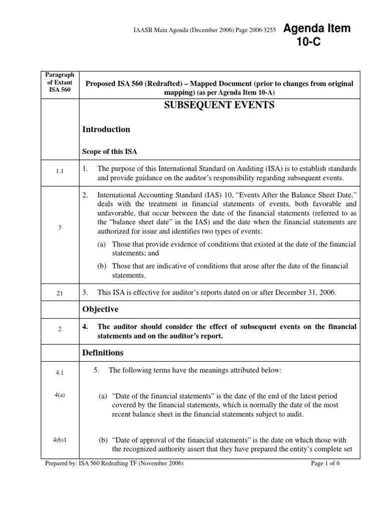 Agenda Item 10-C: Subsequent Events | PDF | Auditor's Report ...