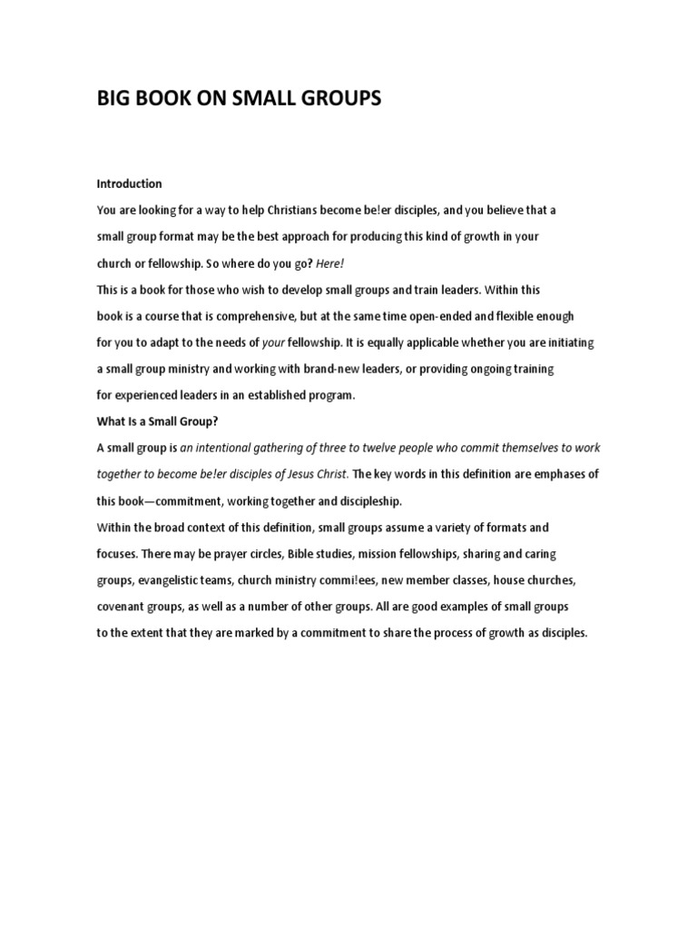 Big Book On Small Groups | PDF
