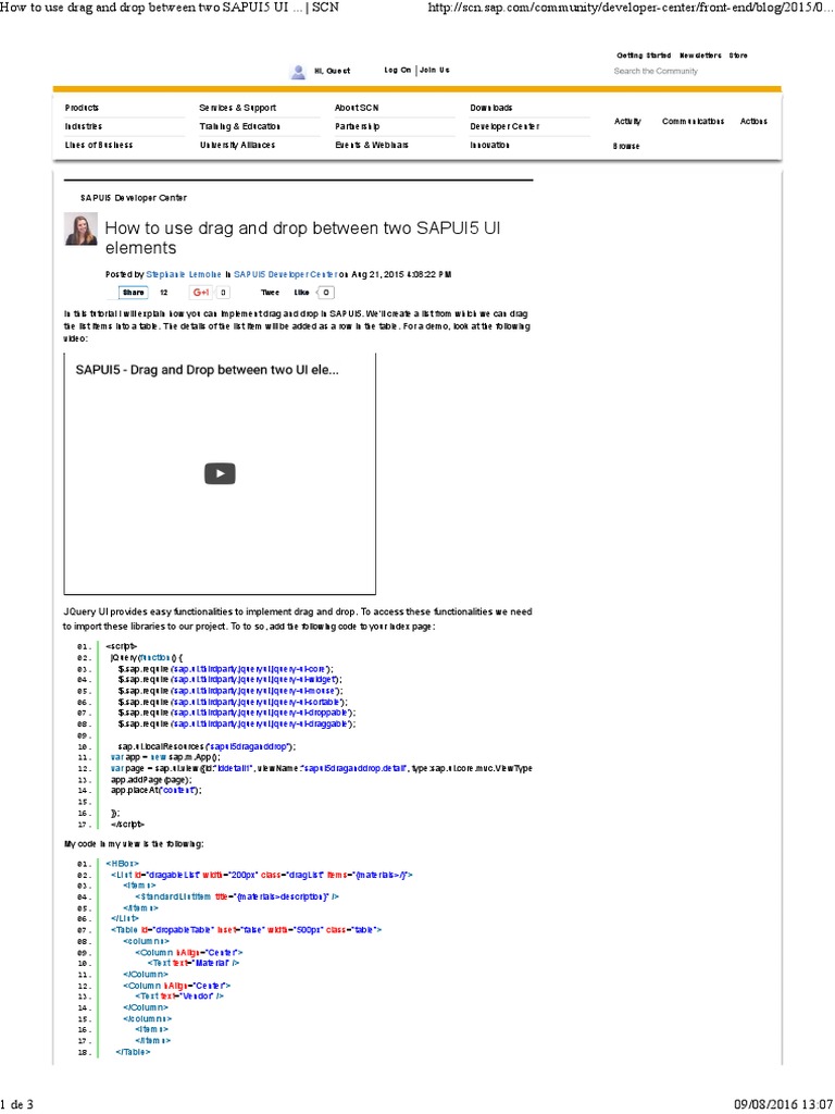 How To Use Drag And Drop Between Two Sapui5 Ui Pdf Information