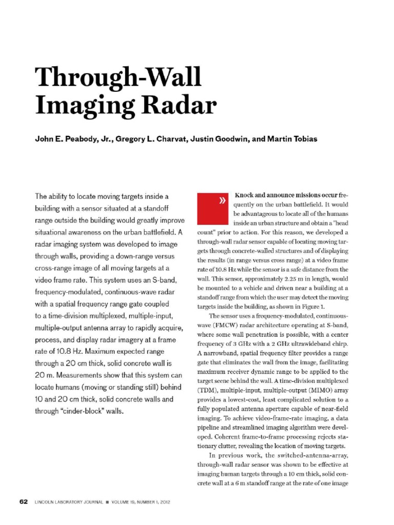 Through Wall Radar | PDF | Microwave Technology | Radar