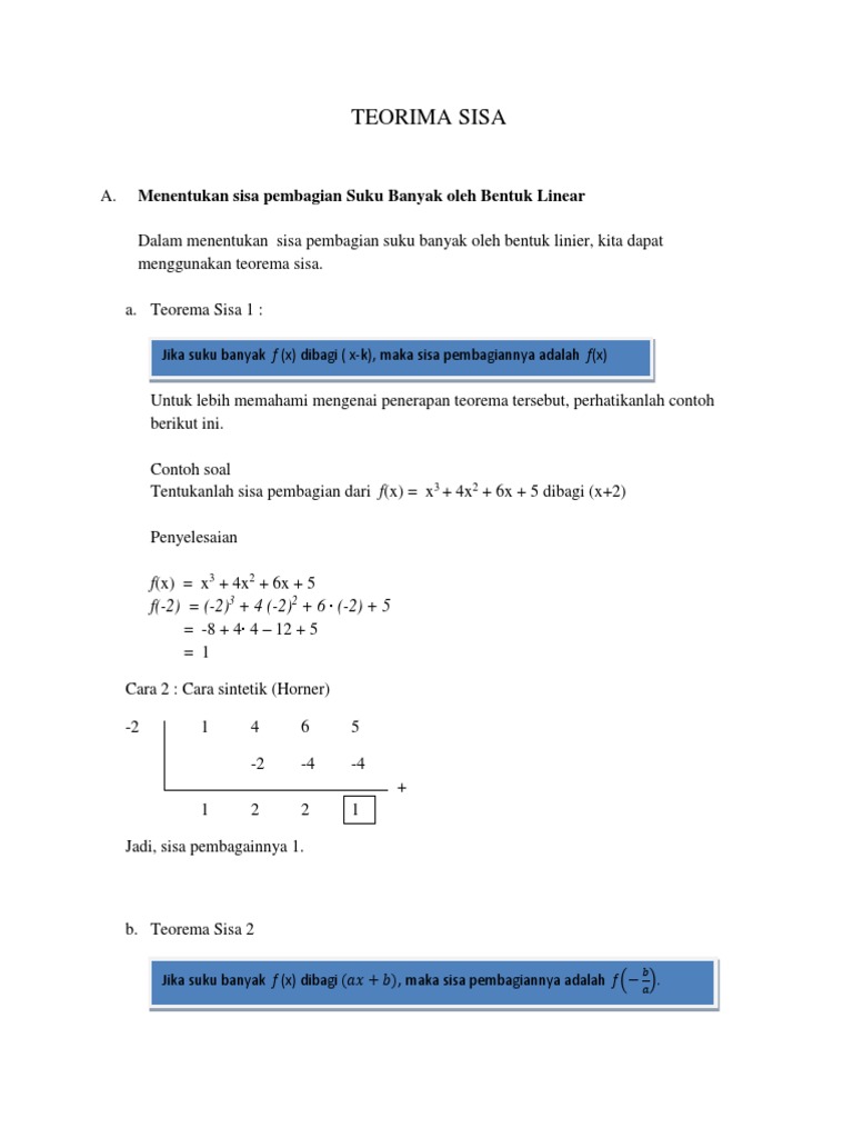 Teorima Sisa | PDF