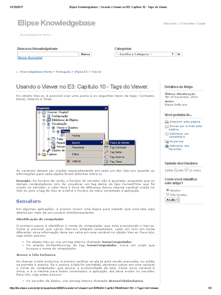 Elipse Knowledgebase - Usando o Viewer No E3 - Capítulo 10 - Tags Do ...