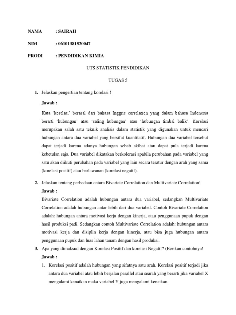 Sairah (06101381520047) Uts Statistik Pendidikan | PDF