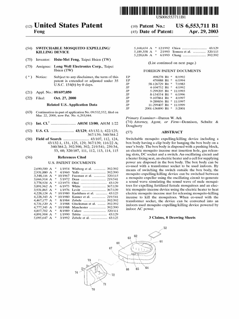 United States Patent: (12) (10) Patent N0.: US 6,553,711 B1 Feng (45 ...