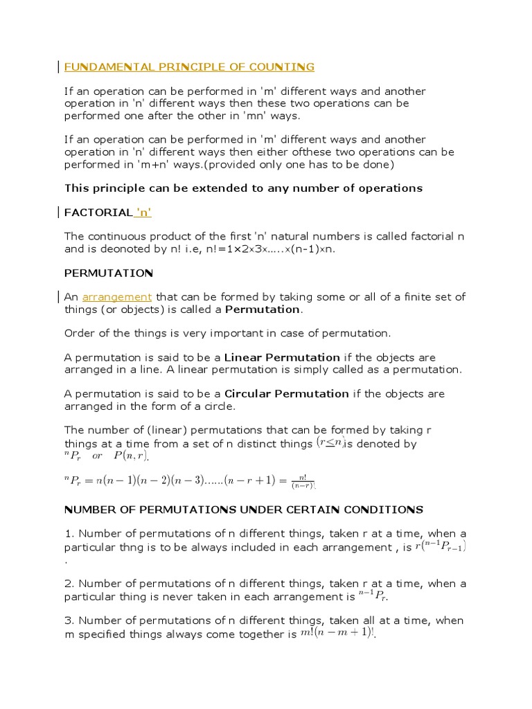 Permutation and Combination Formulas | PDF | Probability | Teaching ...