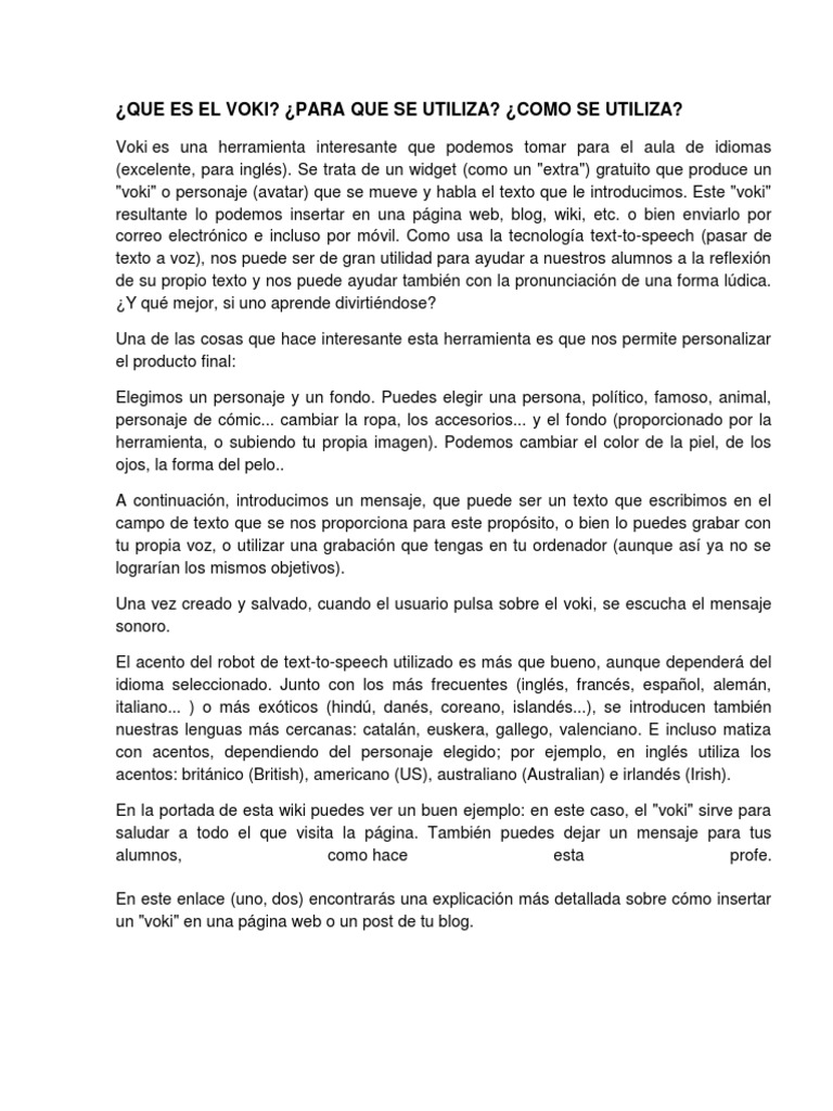 ¿Qué es Voki y cómo usarlo? | PDF | Wiki | Blog