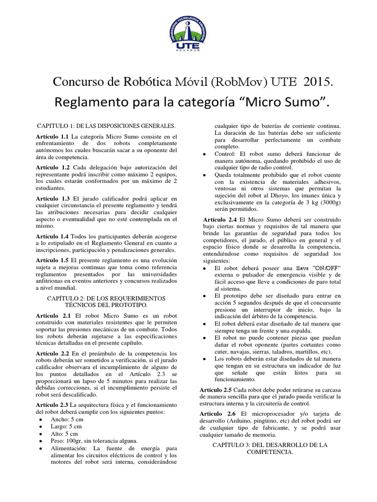 Microsumo PDF | PDF | Robot | Robótica