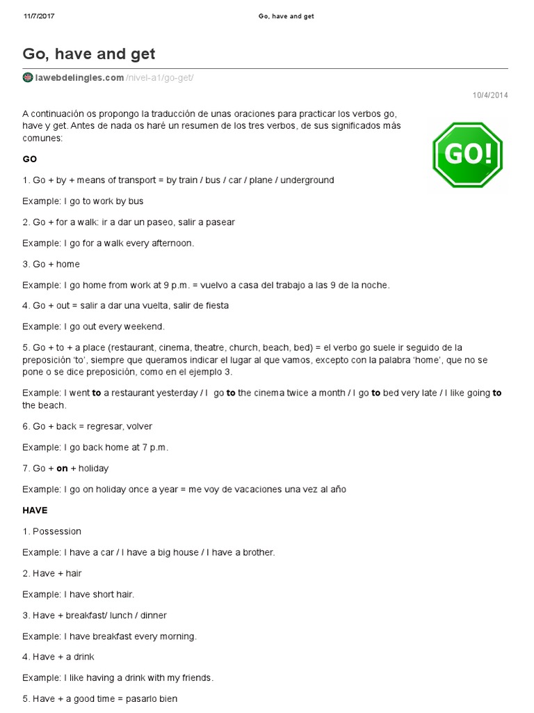 Go, Have and Get | PDF